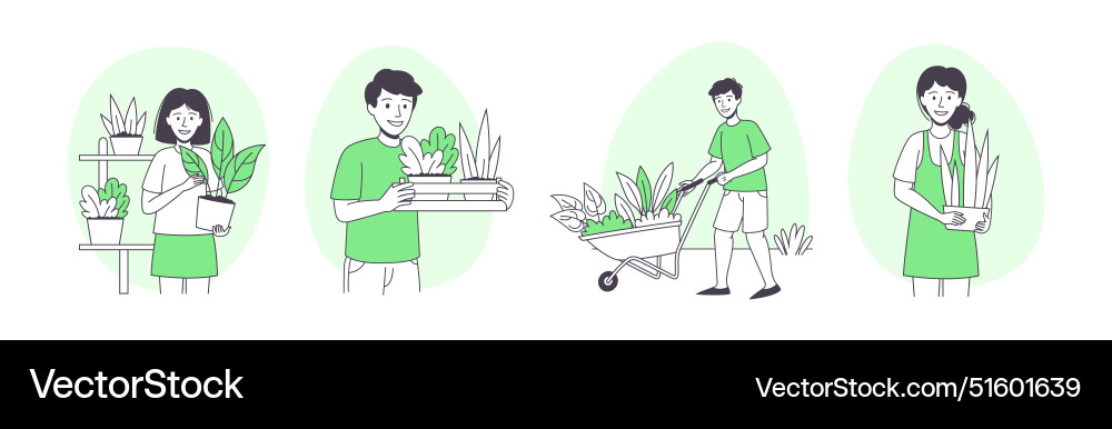 People character planting growing and cultivating Vector Image