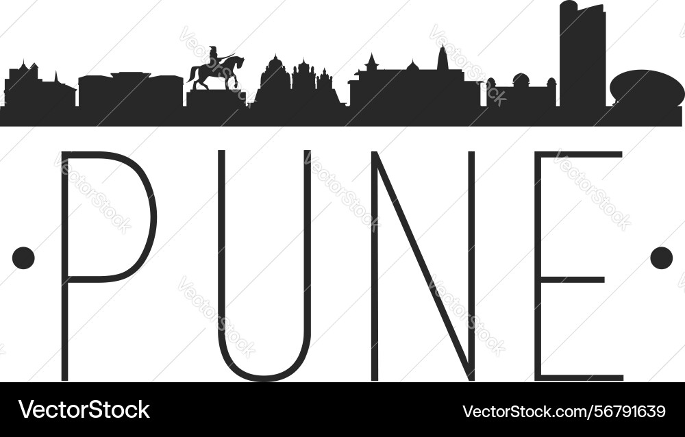 Pune india city skyline silhouette Royalty Free Vector Image