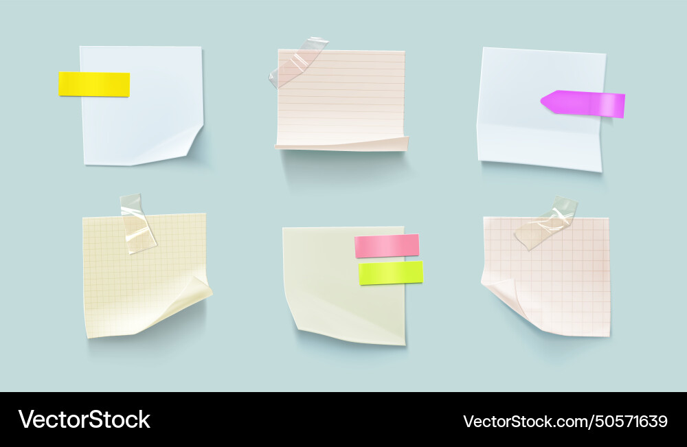 Set of paper notes isolated on background Vector Image