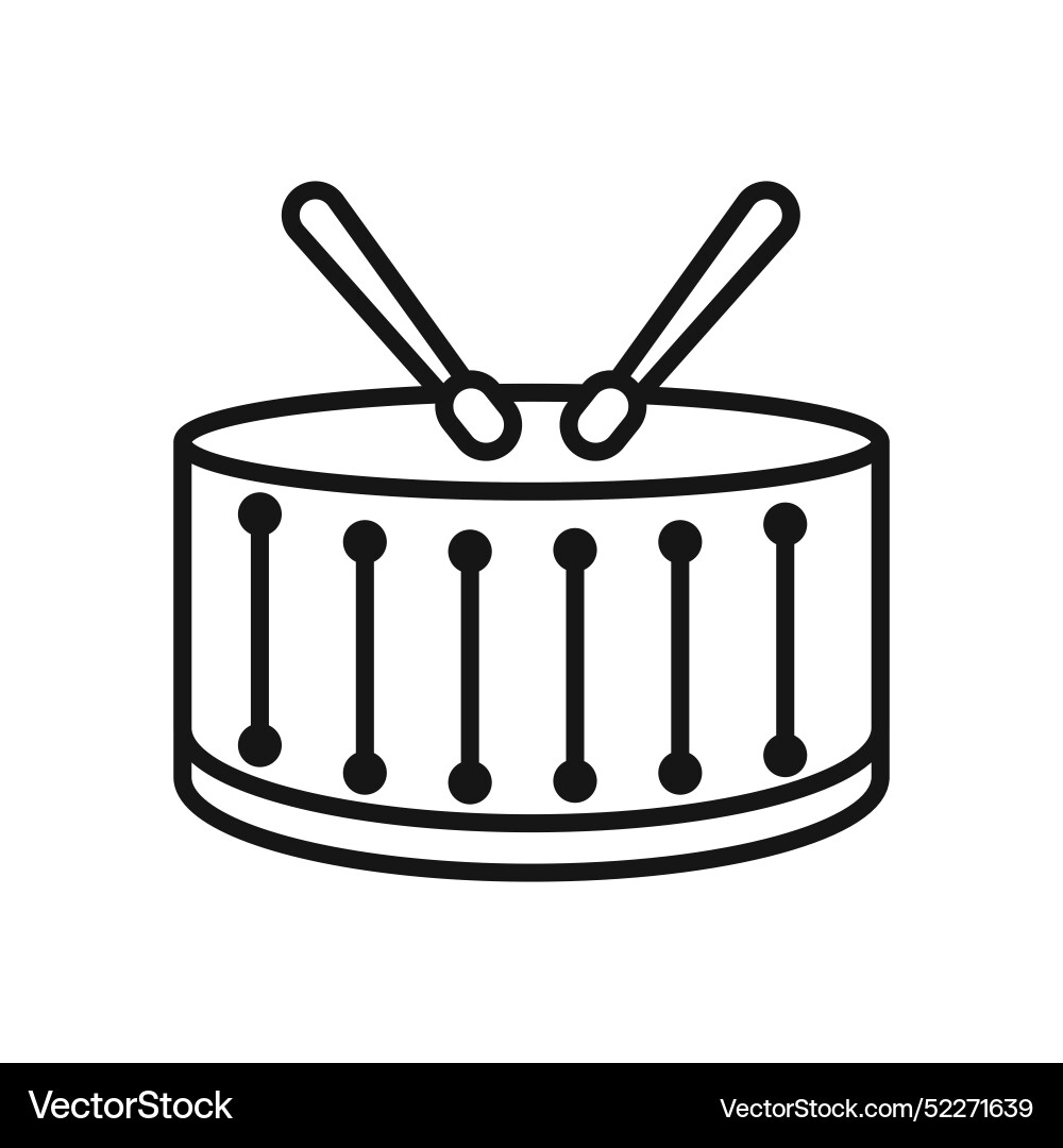 Snare drum icon black line art logo Royalty Free Vector
