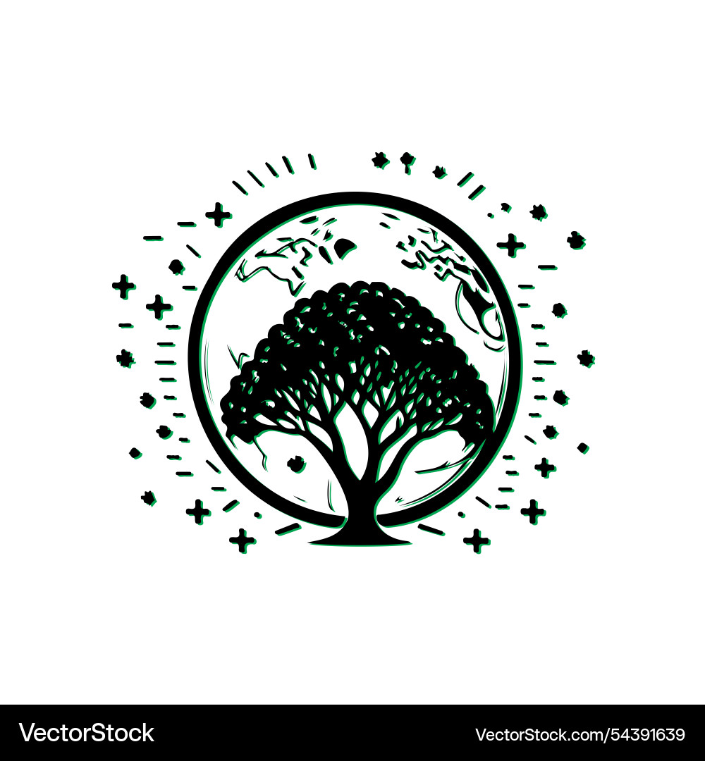 Tree of life with earth globe concept ecology Vector Image