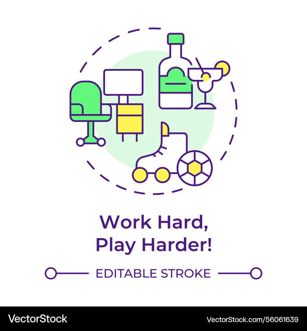 Work hard play harder multi color concept icon Vector Image