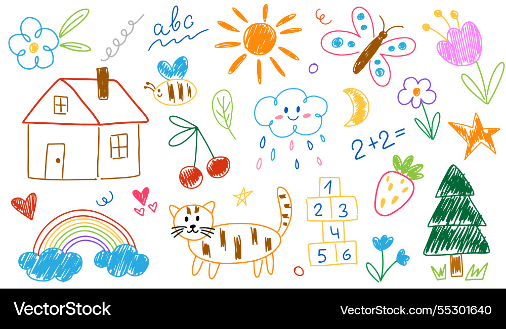 2669 kids crayon Royalty Free Vector Image - VectorStock