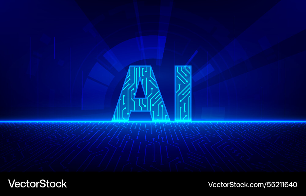Artificial intelligence text effect digital Vector Image Artificial intelligence text effect digital Vector Image