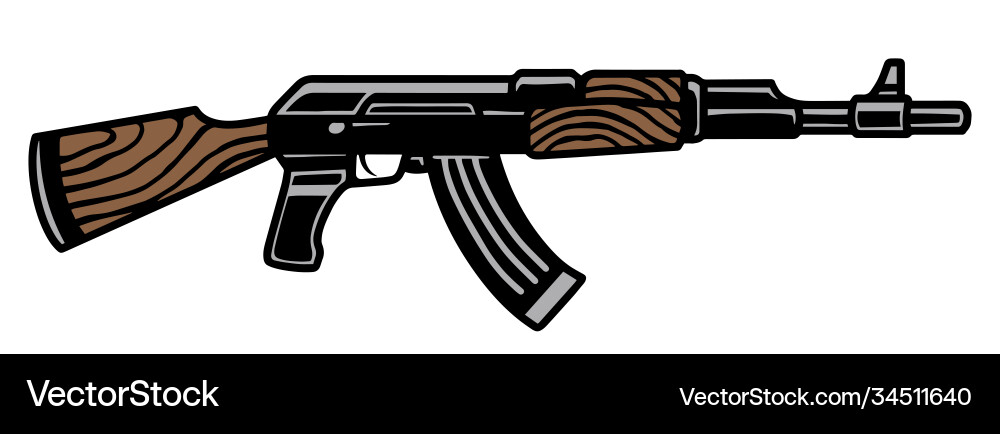 Assault rifle ak47 colorful template Royalty Free Vector
