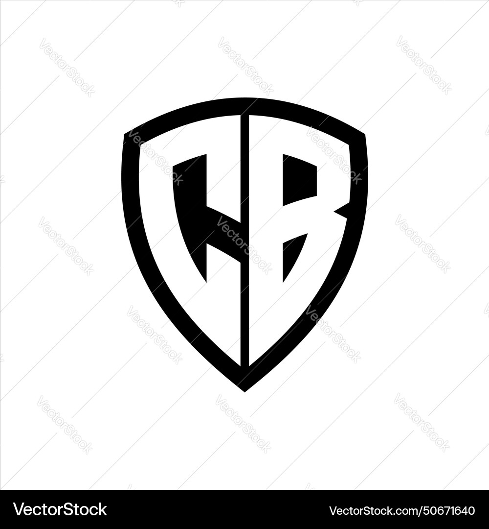 Cb monogram logo with bold letters shield shape Vector Image