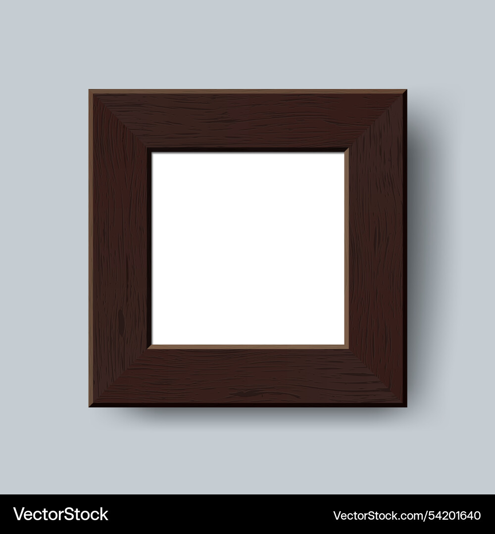 Empty wooden wall frame mockup template realistic Vector Image