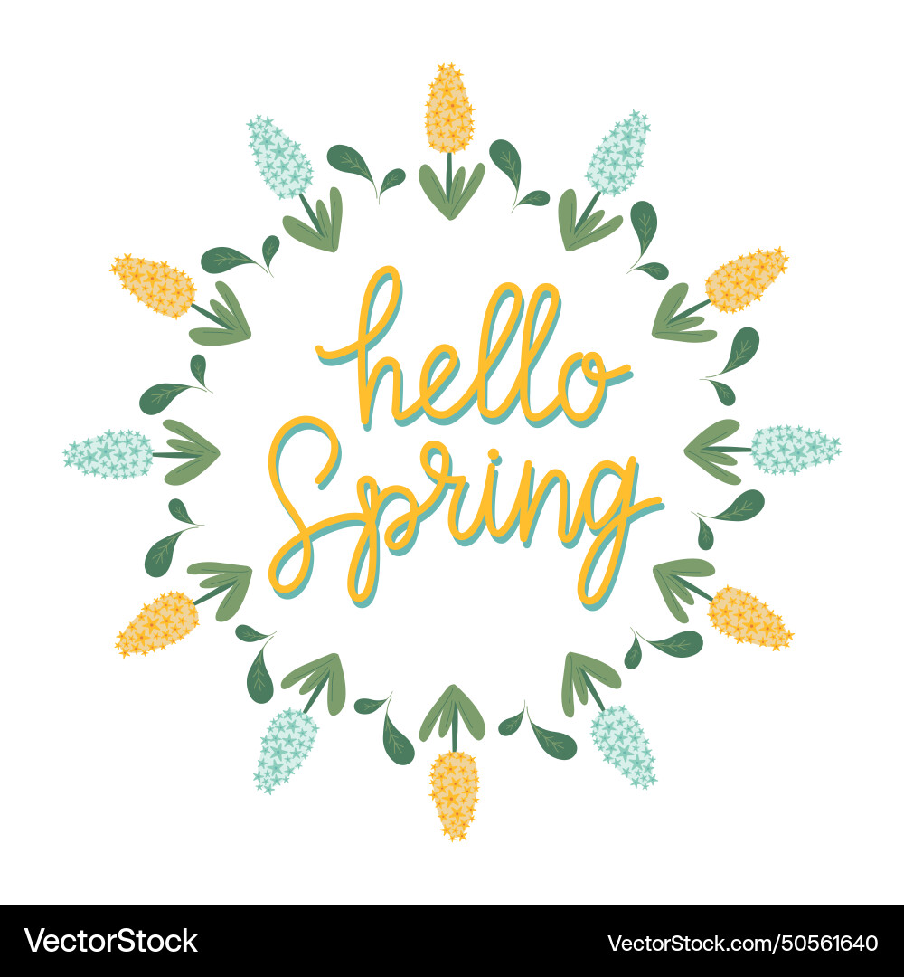 Hand drawn lettering hello spring card Royalty Free Vector