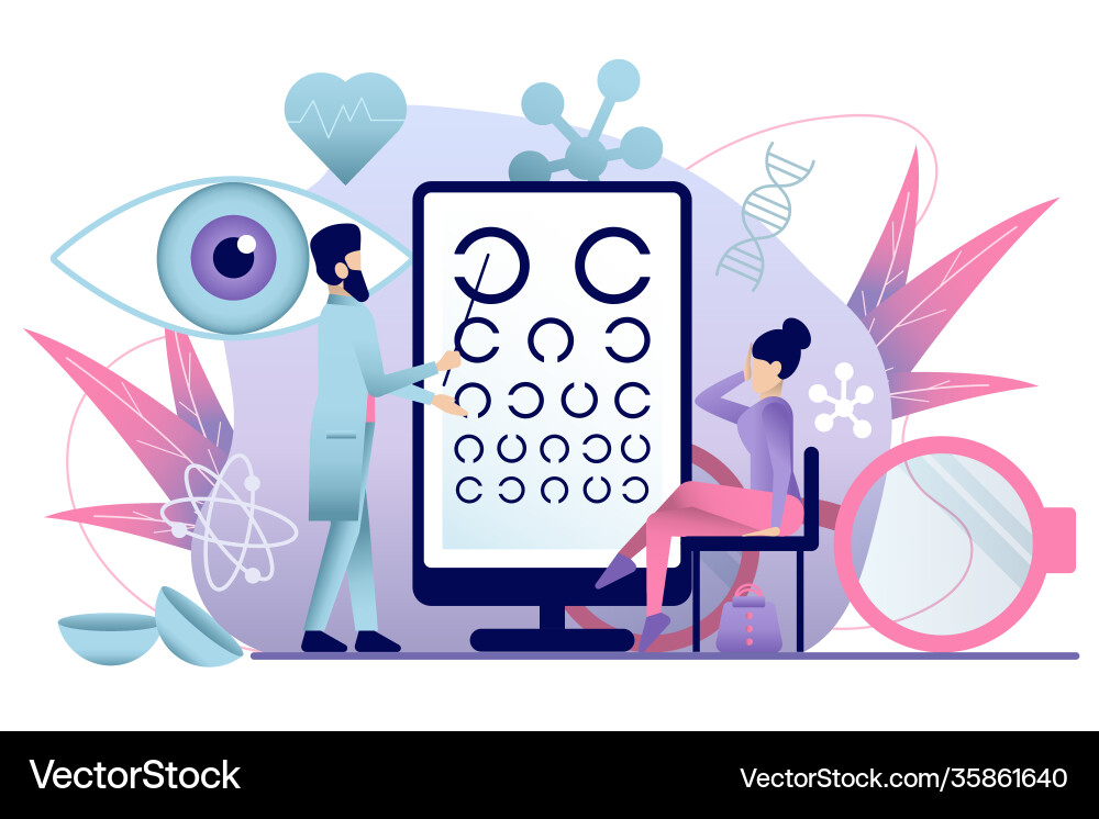 Ophthalmology test flat composition Royalty Free Vector