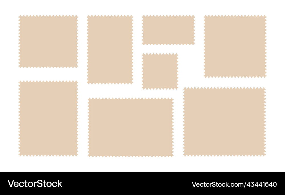 Postage stamp frames set empty border template Vector Image