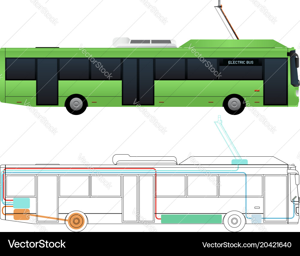 Scheme of the electric bus Royalty Free Vector Image