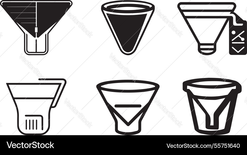 Six different types of funnels for various uses Vector Image