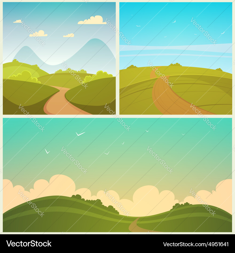 Country road set Royalty Free Vector Image - VectorStock