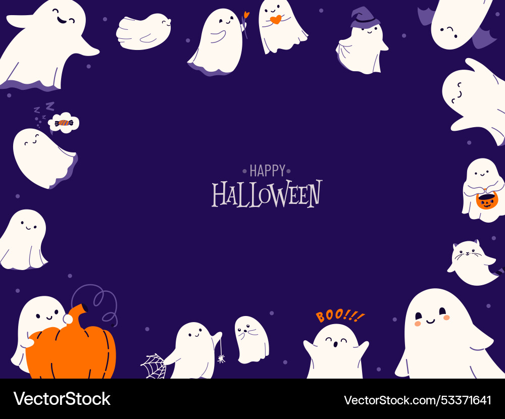 Cute Halloween Ghost Background Royalty Free Vector Image