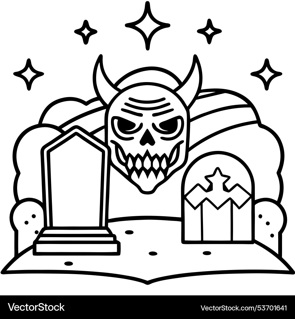 Demonic graveyard digital art Royalty Free Vector Image