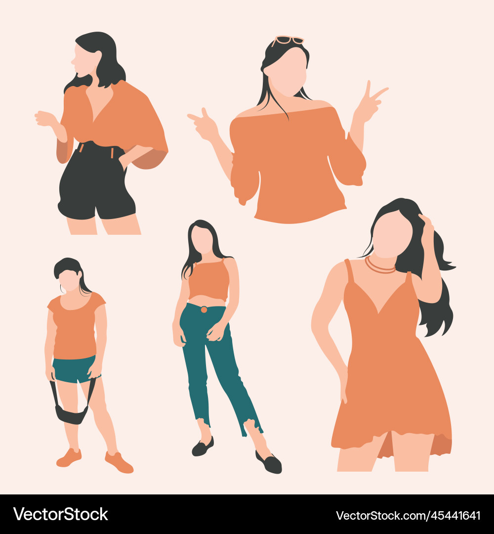 Girls with boho style Royalty Free Vector Image