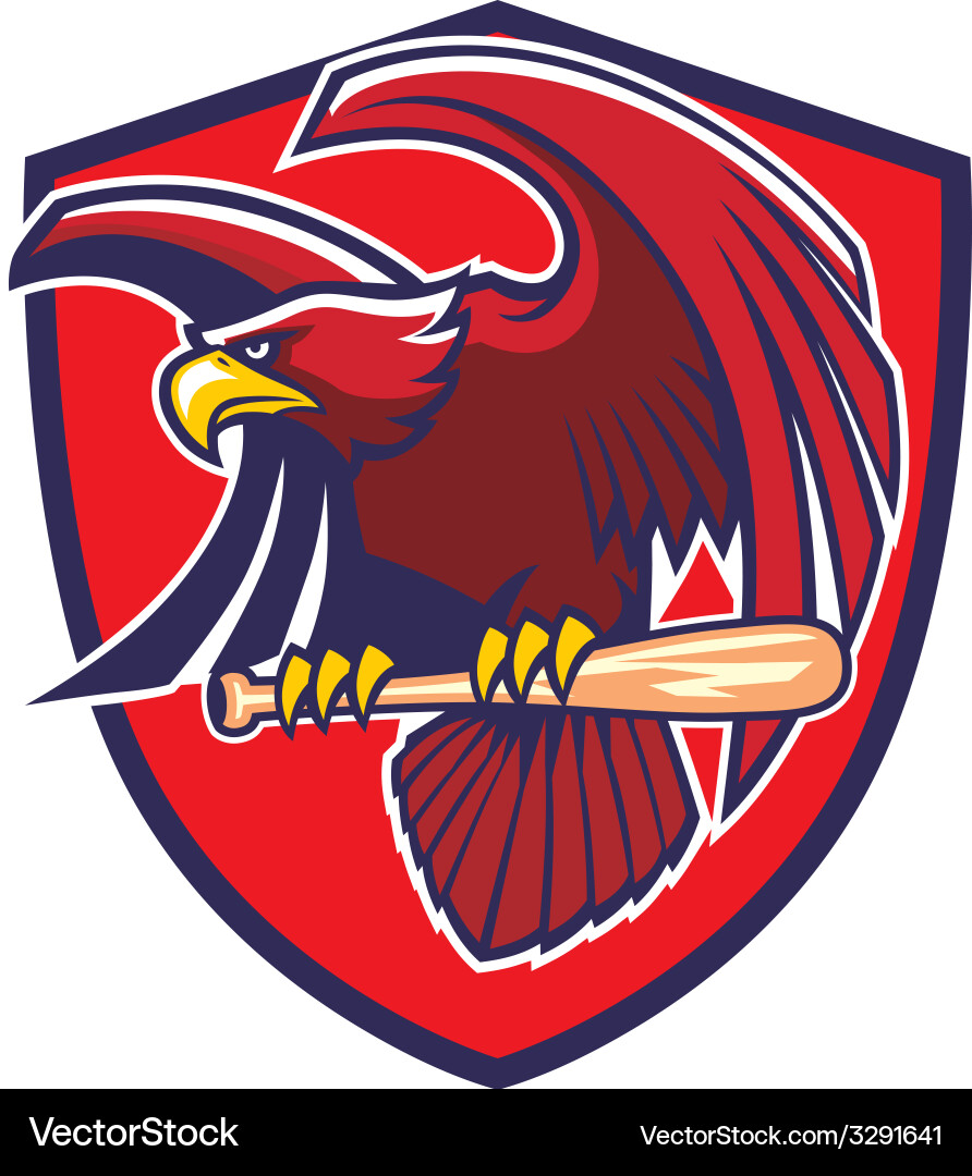 Hawk hold baseball bat Royalty Free Vector Image