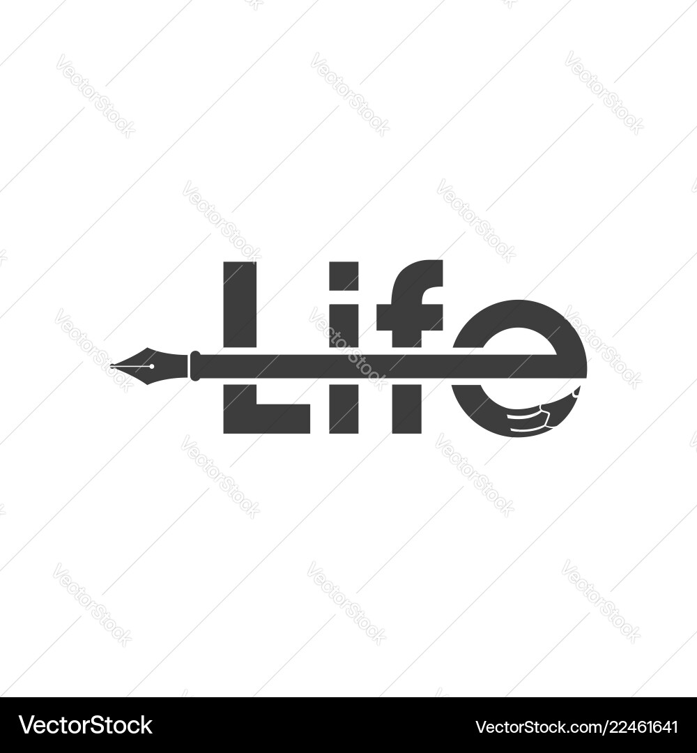 Lettering life with pen logo icon template Vector Image