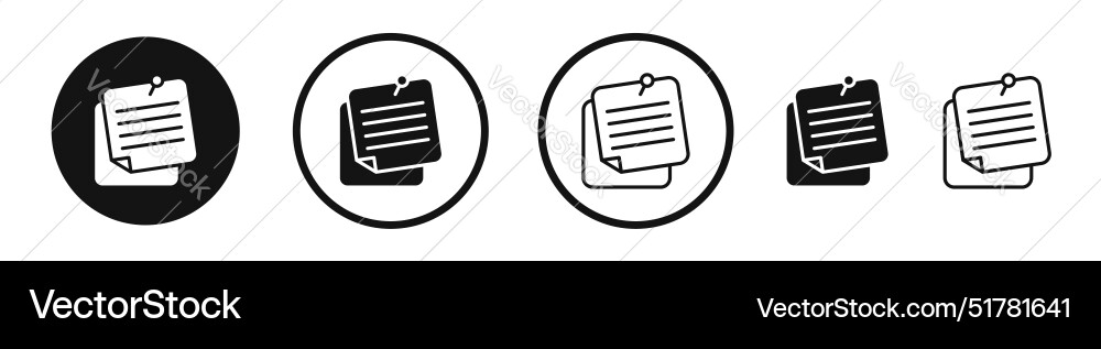 Note sticky line icon set Royalty Free Vector Image