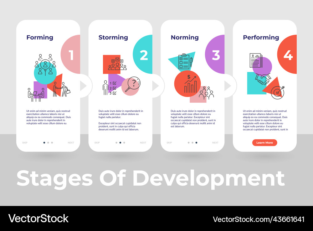 Project development stages vertical post mobile Vector Image