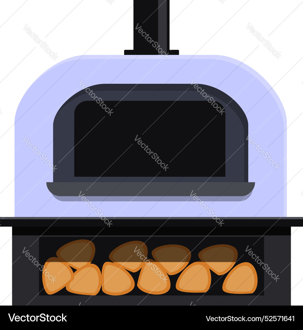 Traditional brick pizza oven burning wood Vector Image