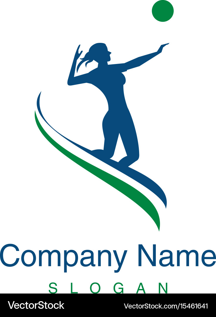 Volleyball woman player logo Royalty Free Vector Image