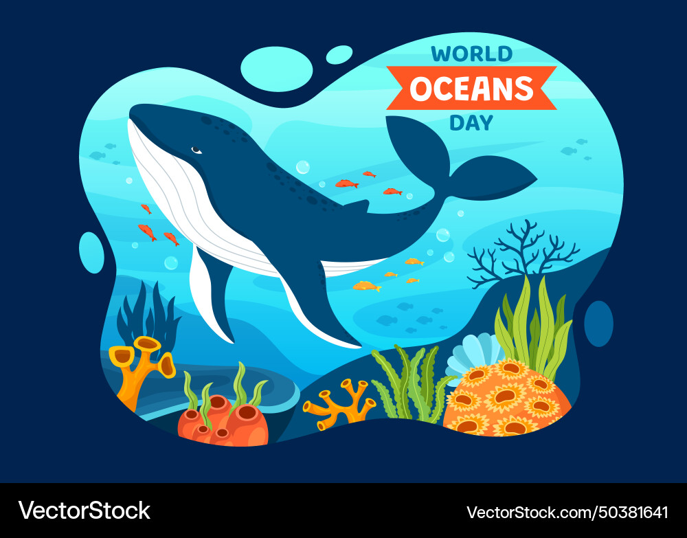 World oceans day to help protect and conserve Vector Image