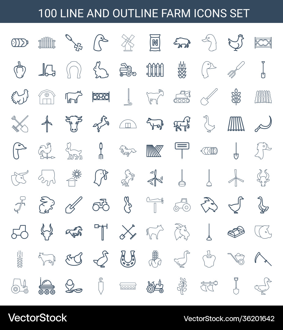 100 farm icons Royalty Free Vector Image - VectorStock