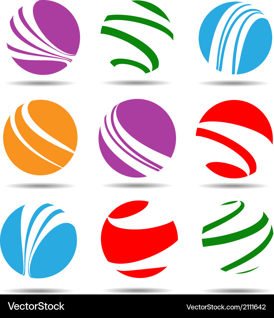 Color flat ball shaped icon collection Royalty Free Vector