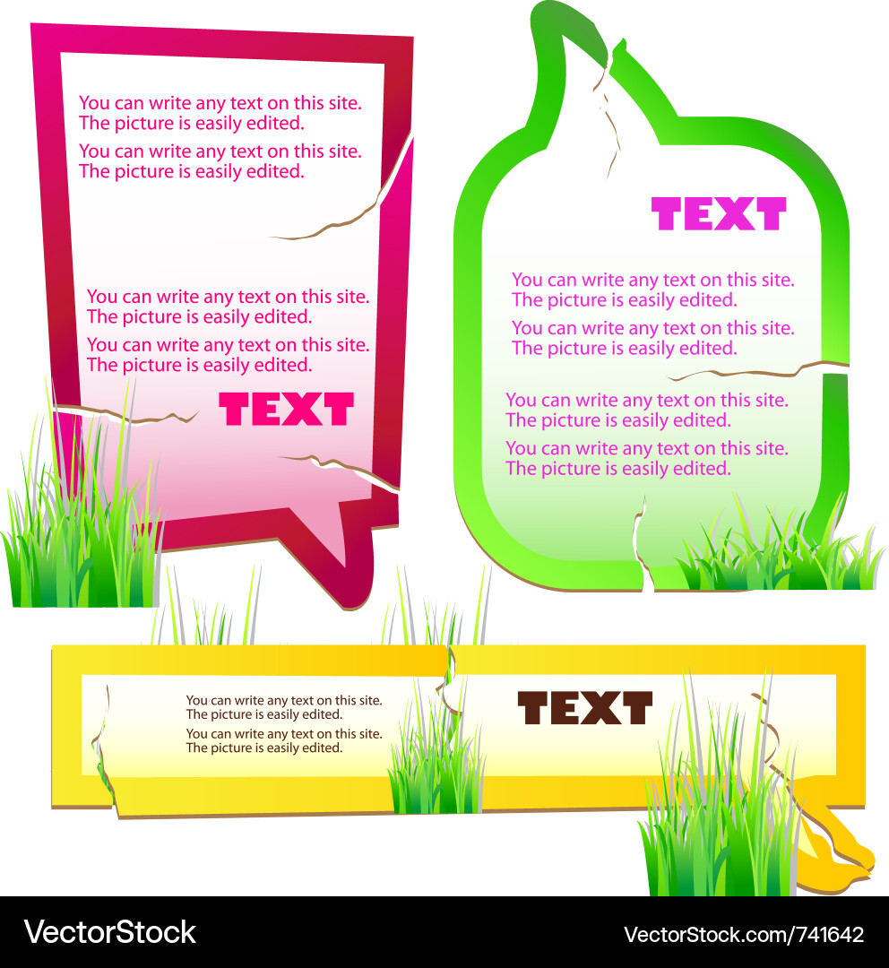 Colorful grass speech stickers Royalty Free Vector Image