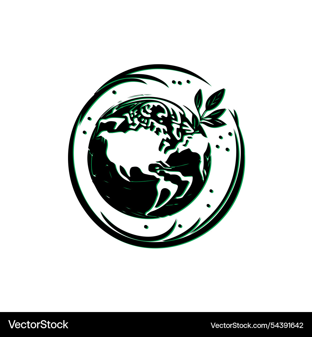 Earth globe with green leaves eco friendly logo Vector Image