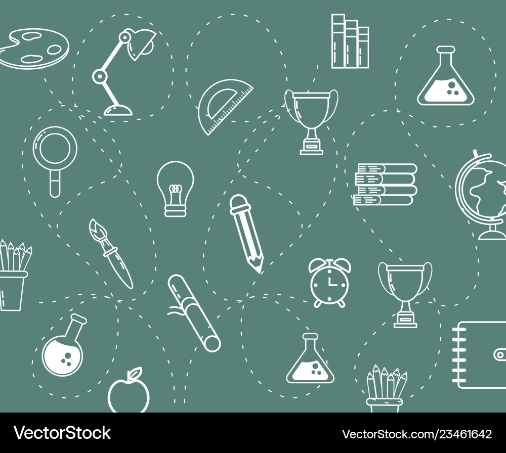 Education school supplies to study background Vector Image