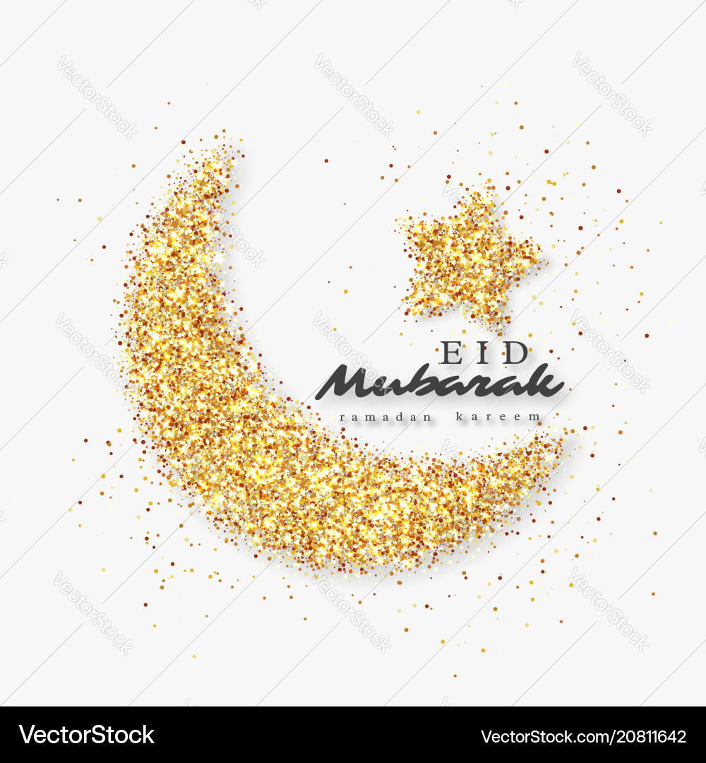 Eid mubarak glitter design Royalty Free Vector Image