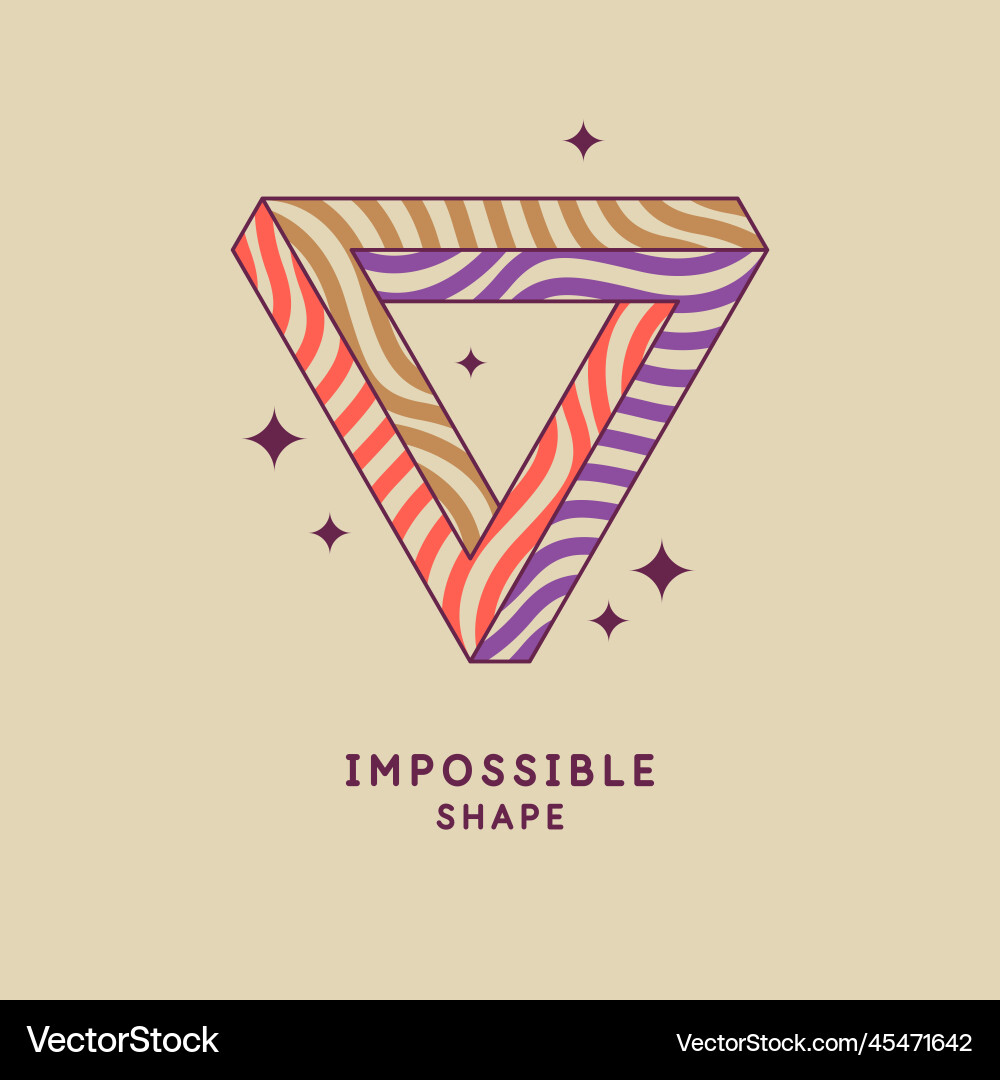 Impossible geometric shape the penrose triangle Vector Image