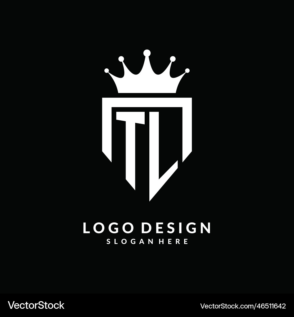 Letter tl logo monogram emblem style with crown Vector Image