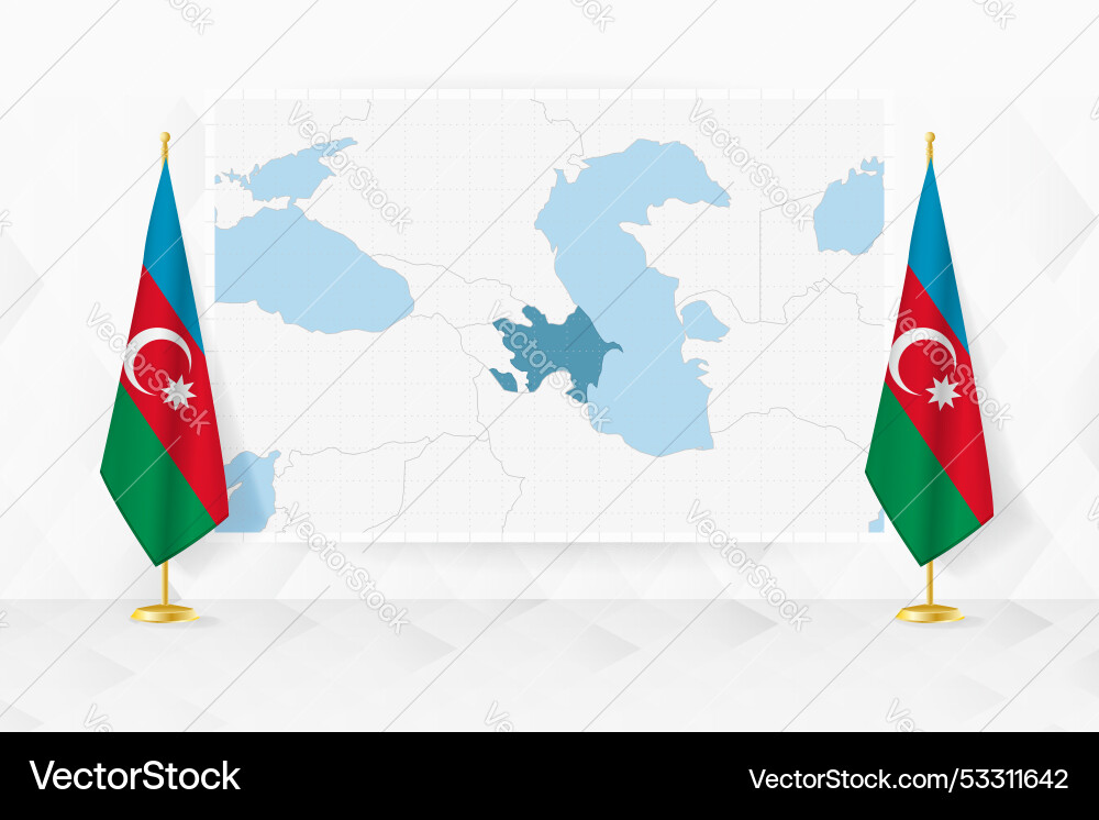 Map of azerbaijan and flags on flag Royalty Free Vector