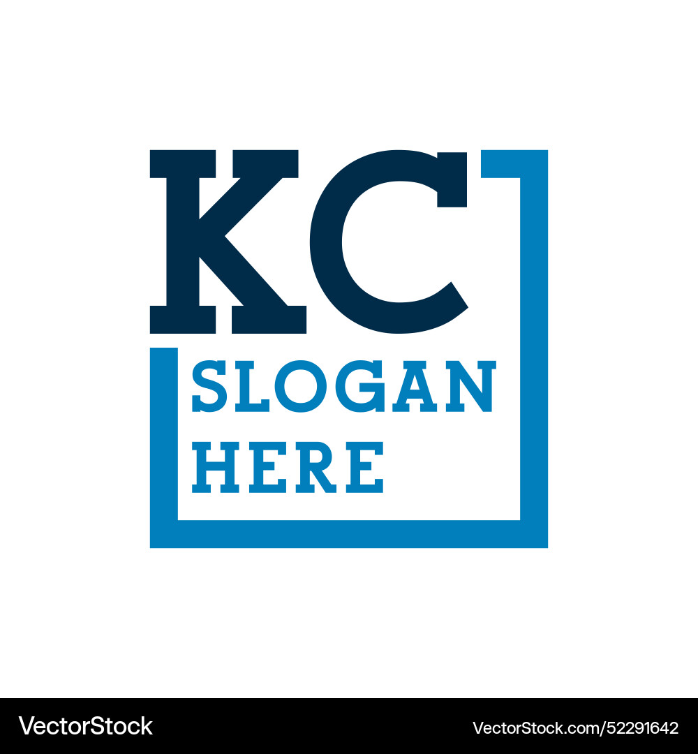 Minimal initials logo letters k and c kc initial Vector Image