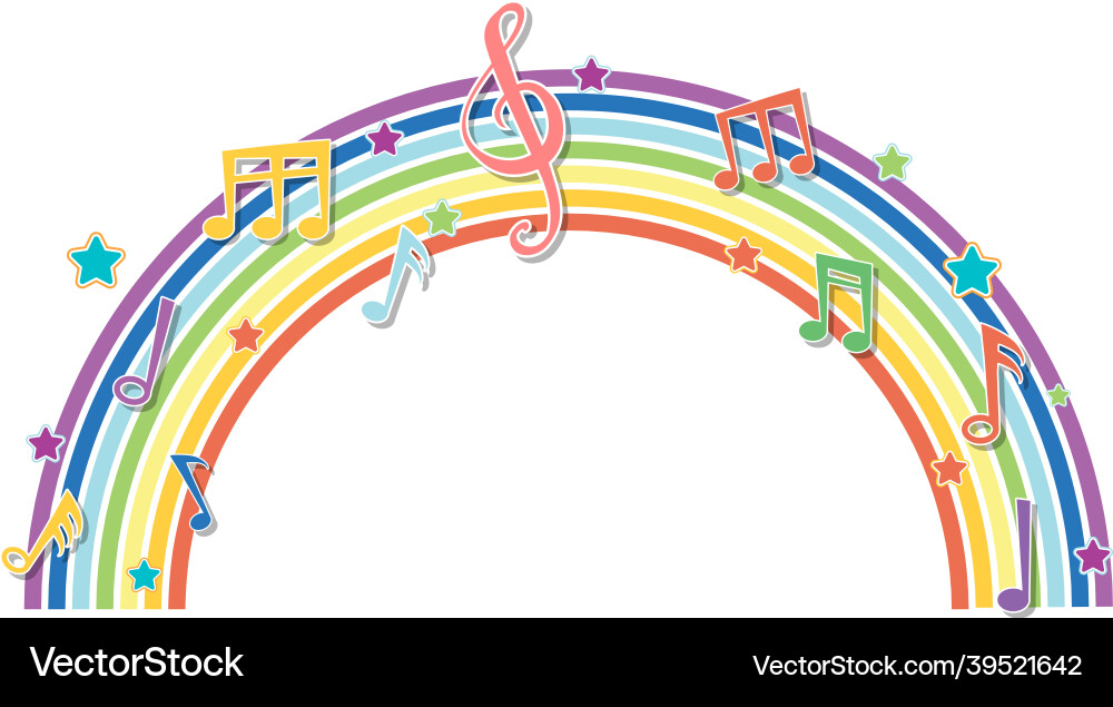 Rainbow Melody with Musical Notes Royalty Free Vector Image