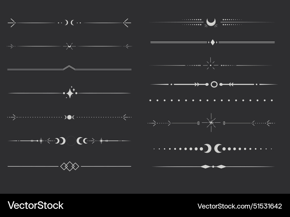 Silver celestial divider thin line border Vector Image