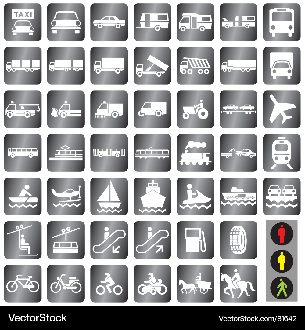 Transport Icons Collection Royalty Free Vector Image