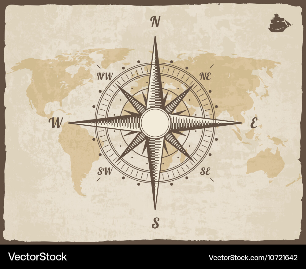 Vintage Nautical Compass Rose Royalty Free Vector Image