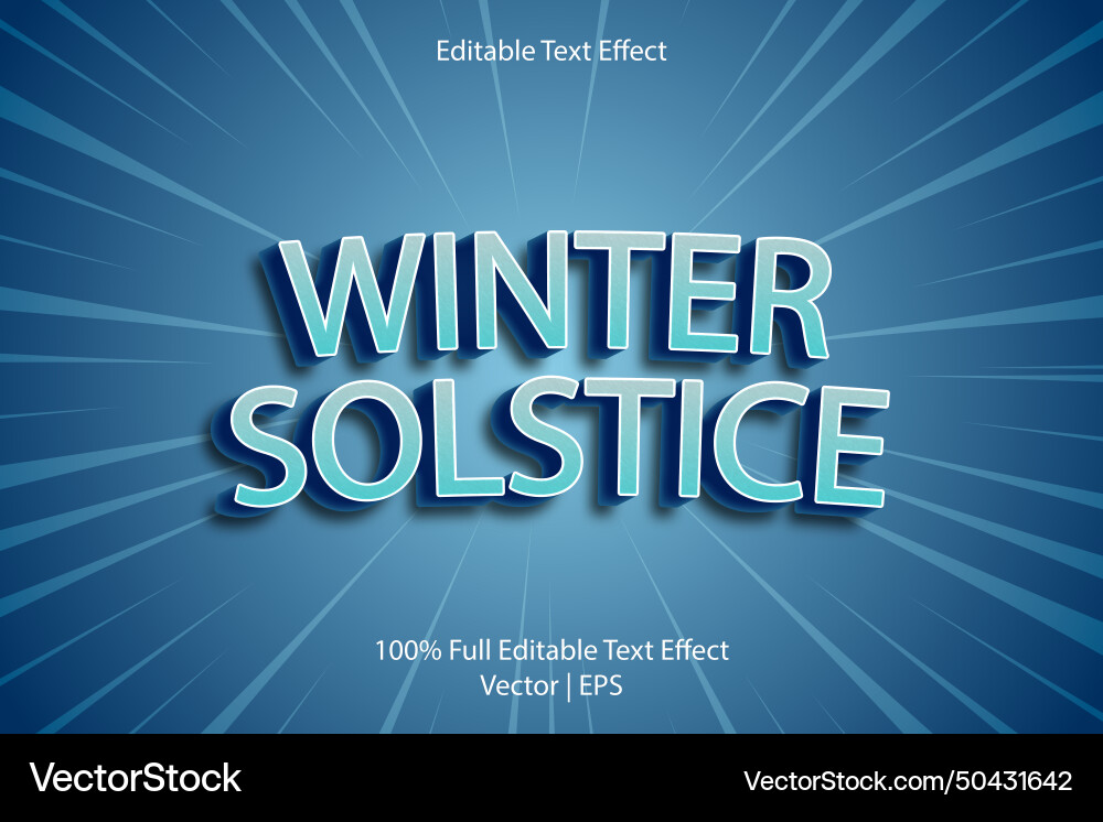 Winter solstice editable text effect embossed Vector Image