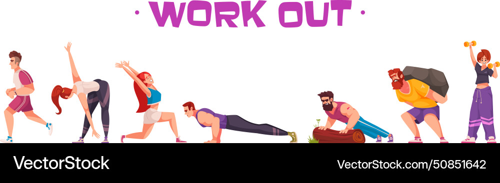 Workout cartoon set Royalty Free Vector Image - VectorStock