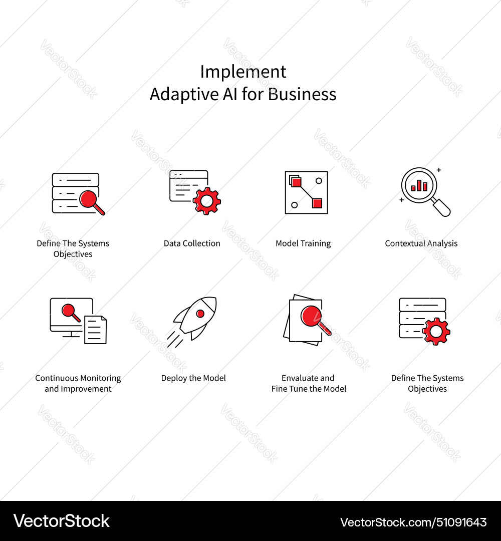Ai powered business automation icons streamlining Vector Image Ai powered business automation icons streamlining Vector Image