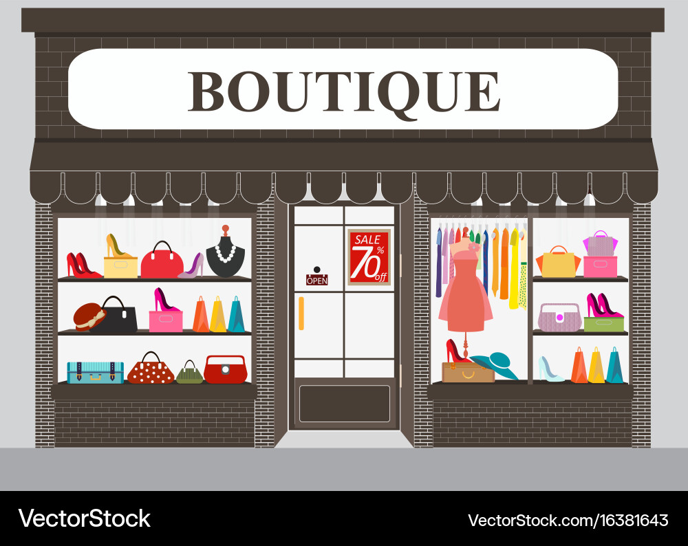 Clothing store building and interior Royalty Free Vector
