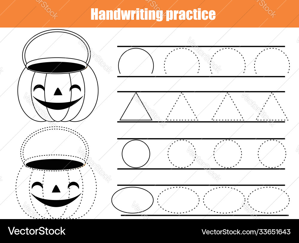 Halloween Handwriting Practice for Kids Royalty Free Vector