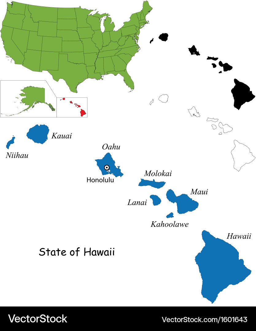 Hawaii State Map Royalty Free Vector Image - VectorStock