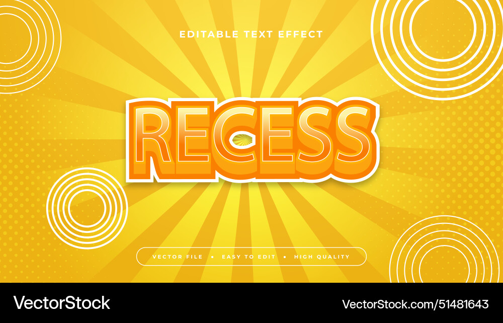 Orange and yellow recess 3d editable text effect Vector Image