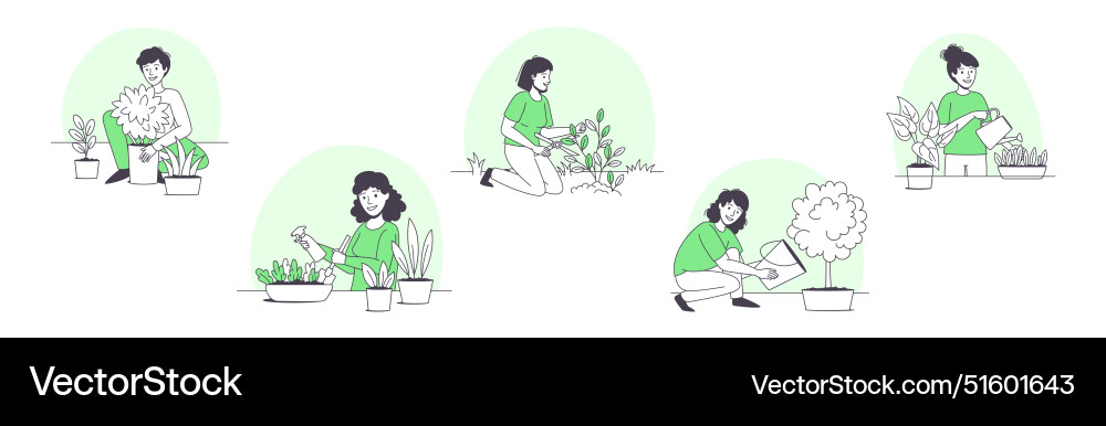 People character planting growing and cultivating Vector Image