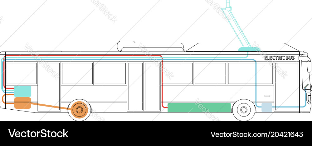 Scheme of the electric bus Royalty Free Vector Image
